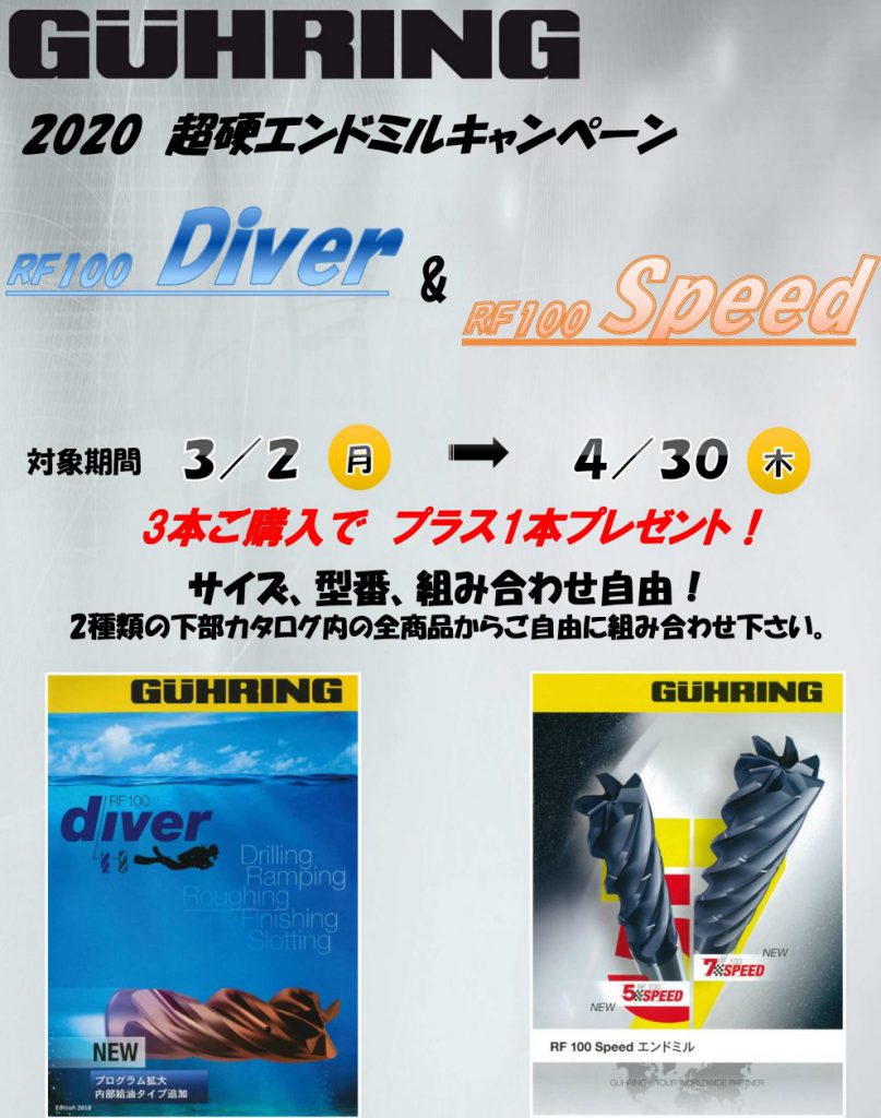 グーリング「超硬 RF100 エンドミルシリーズ キャンペーン」のお知らせ - 切削工具のサカイ